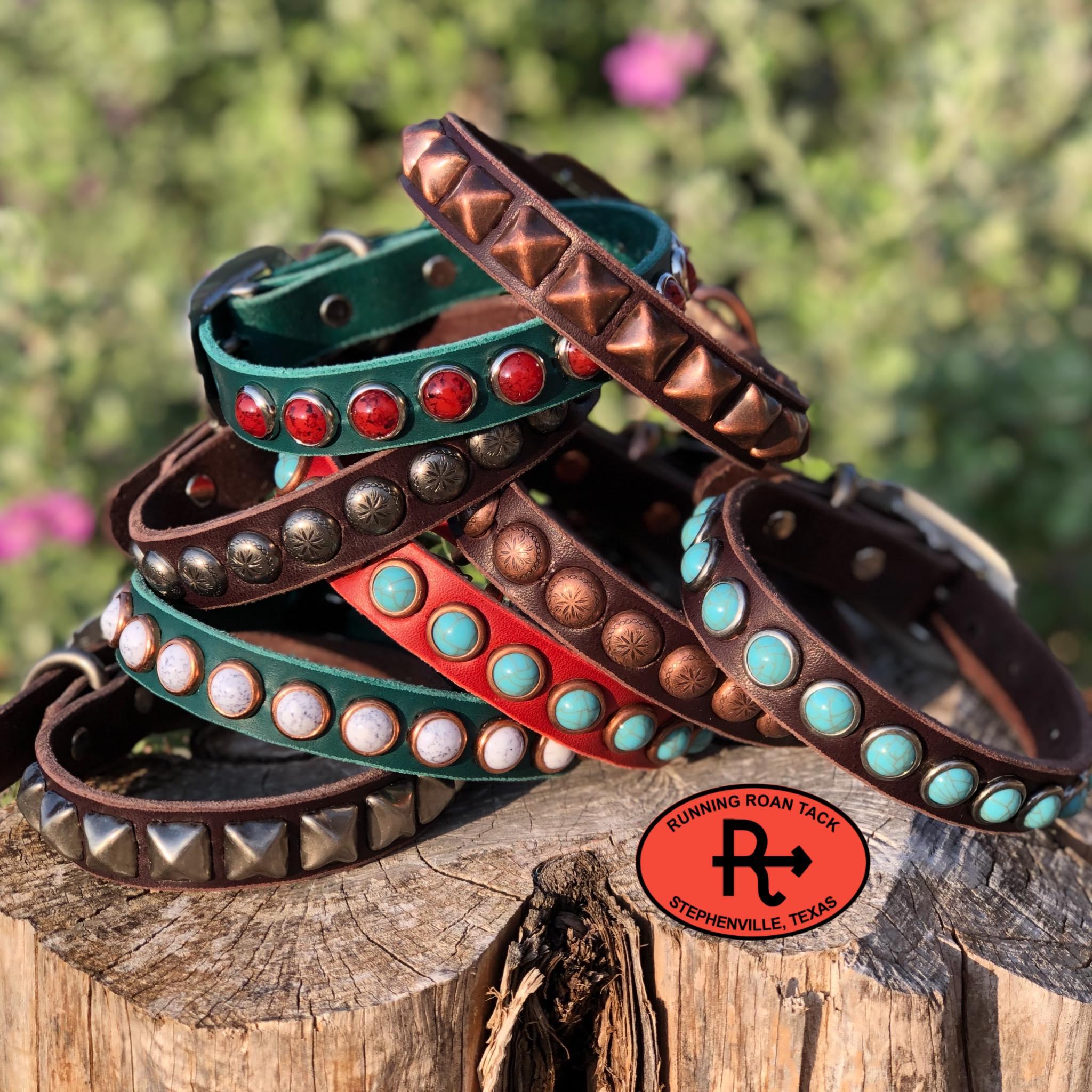 Dog Collars - handmade western leather dog collars with turquoise ...